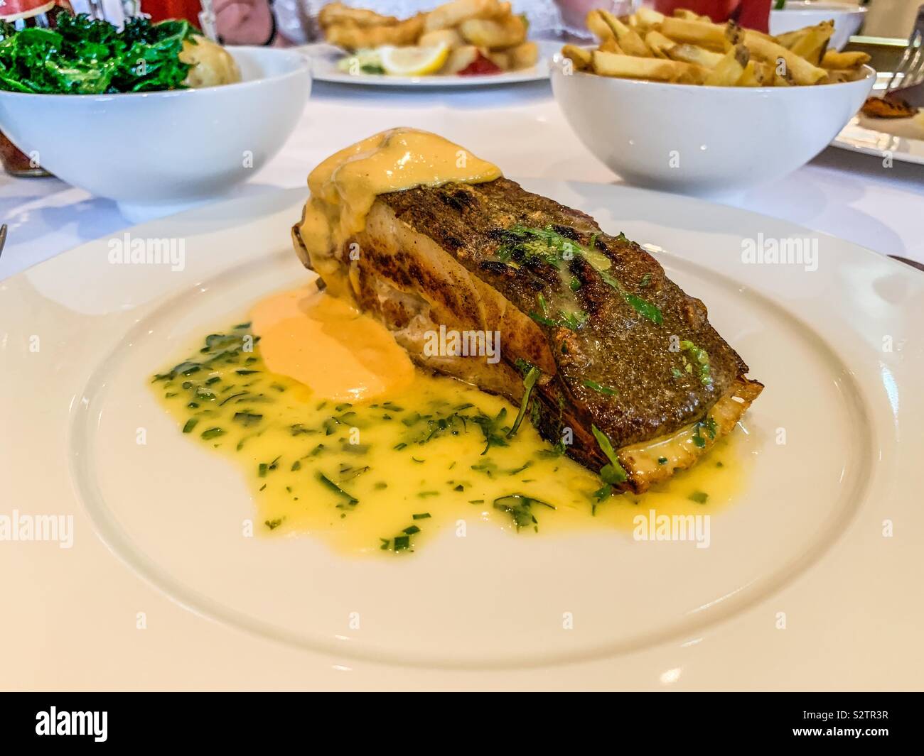 Wild Turbot fish main course at Rick Steins seafood restaurant at ...