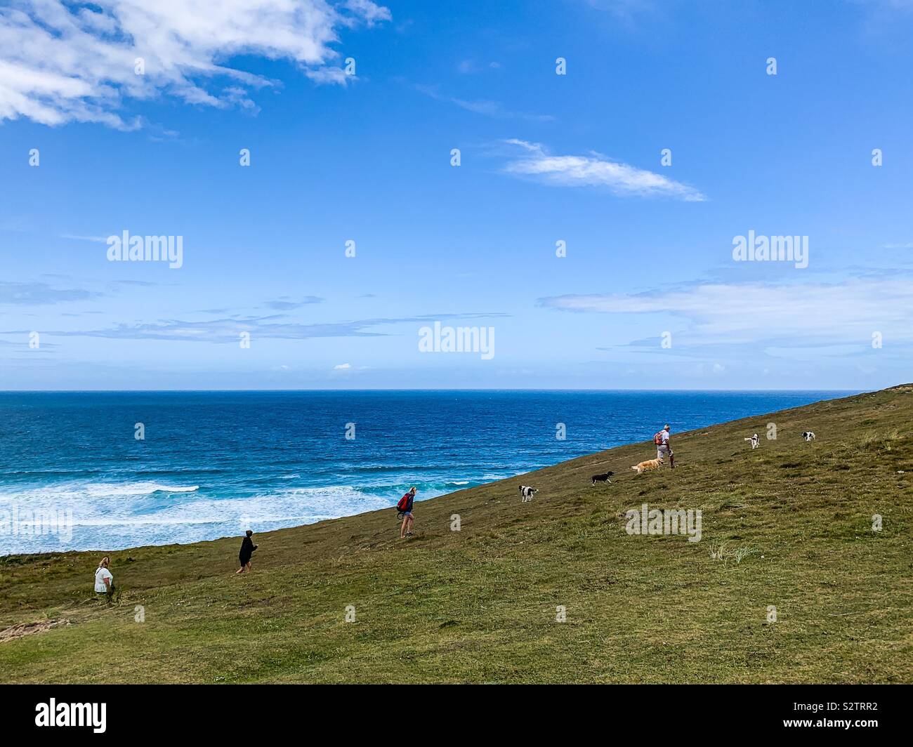 Cliff walk at perran sands beach in Perranporth Cornwall Stock Photo ...