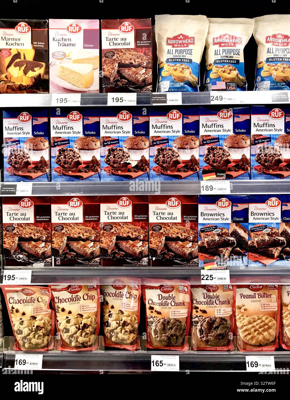 Muffin chocolate, cookies and bakery on shelf supermarket Stock Photo ...