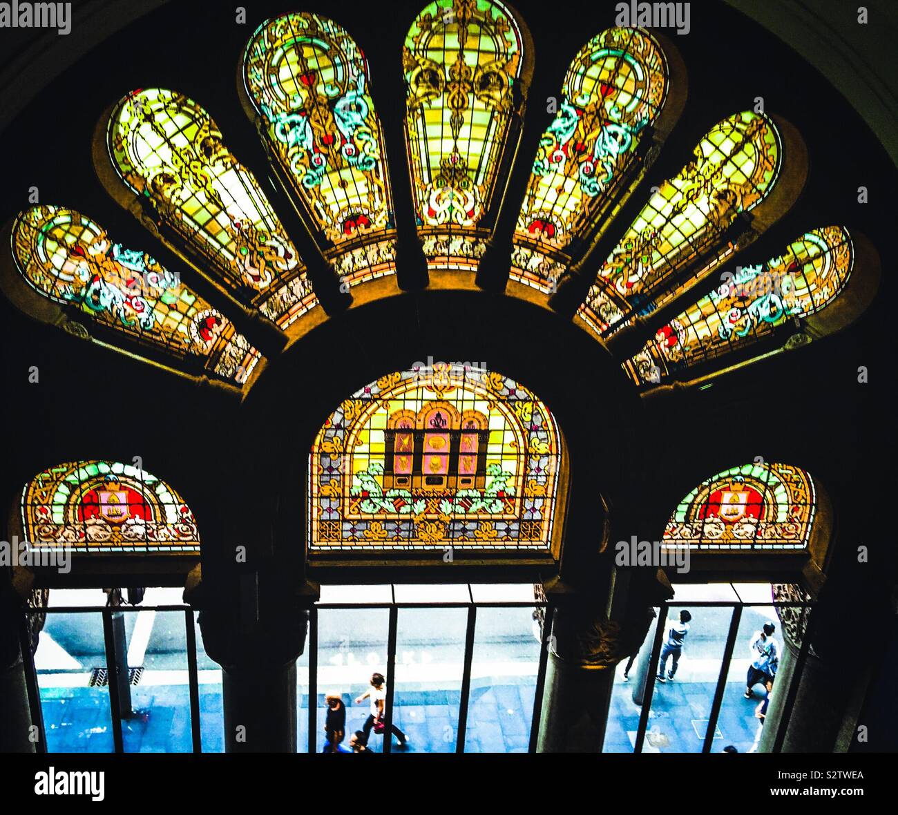 Stained glass window Queen Victoria Building- Sydney Stock Photo - Alamy
