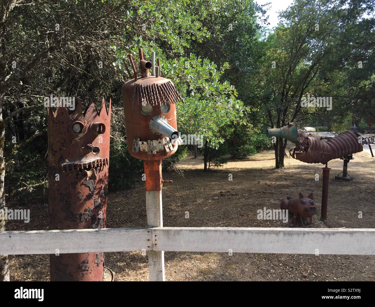 Metal head sculptures Stock Photo - Alamy
