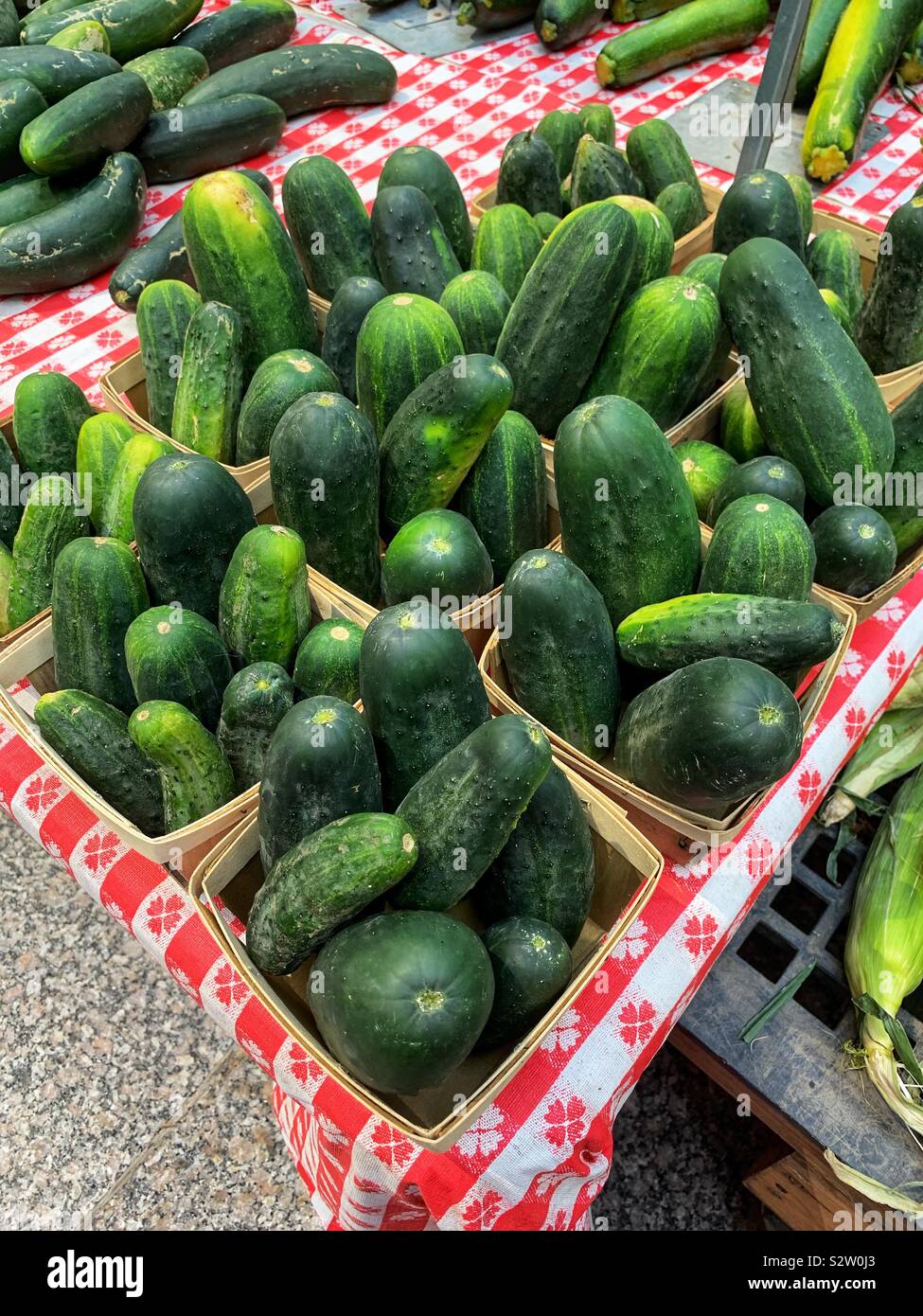 Farm fresh ripe raw pickles in wood baskets Stock Photo - Alamy