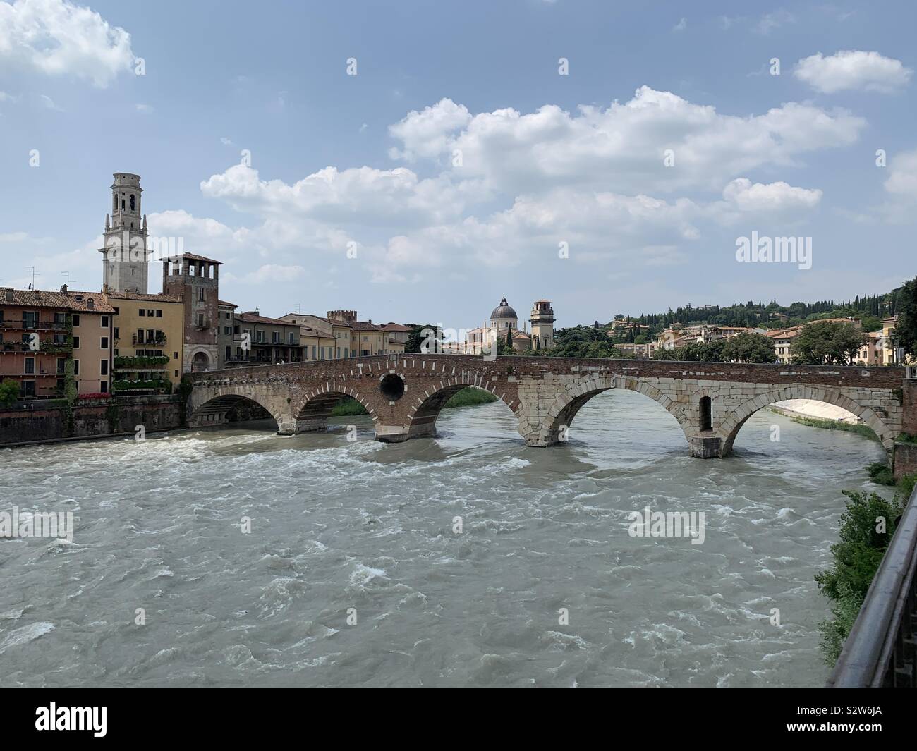 Ancient Roman bridge, the white parts are the oldest on the bridge ...