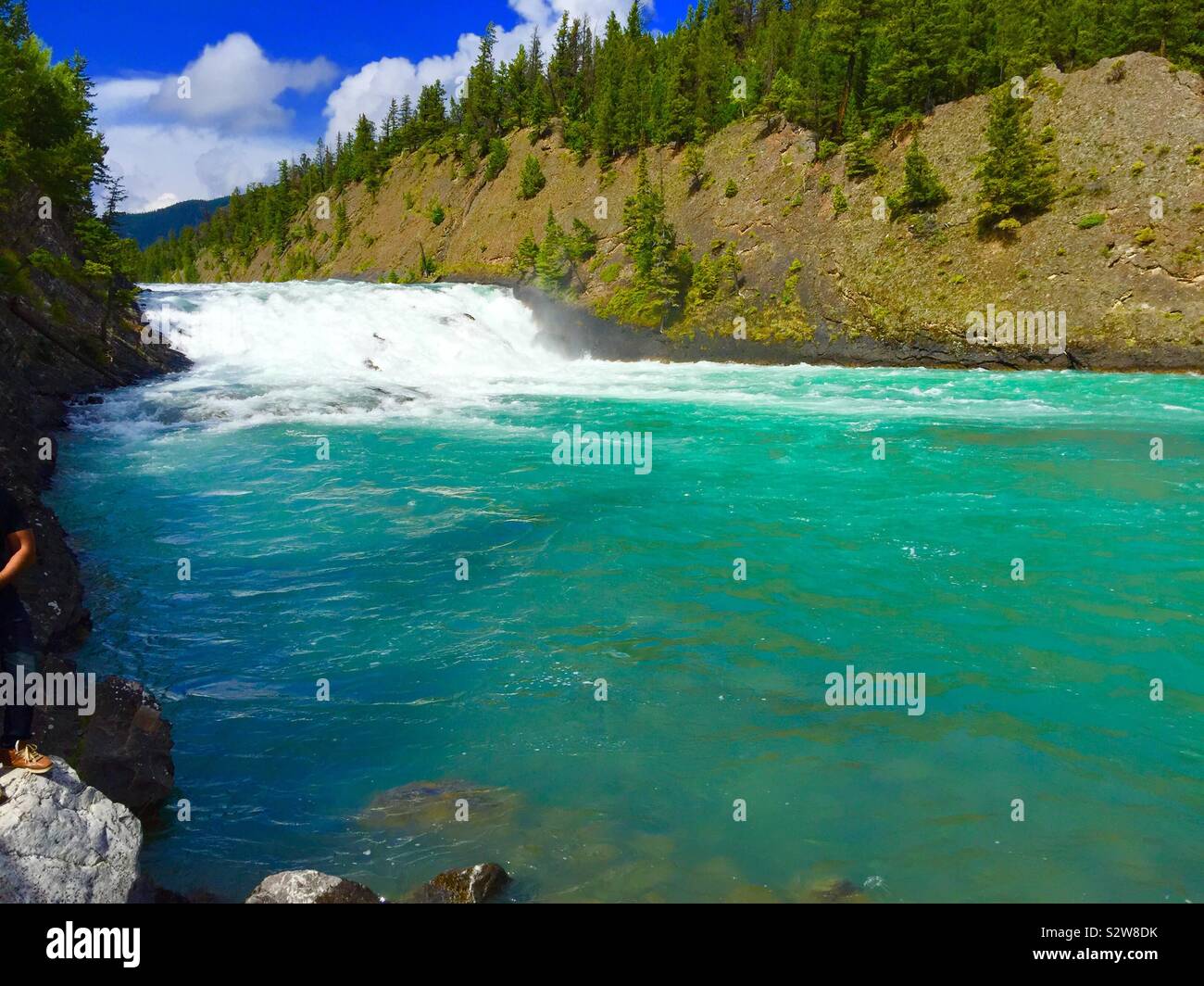 Bow River and Bow Falls, Banff National Park, Alberta, Canada Stock ...