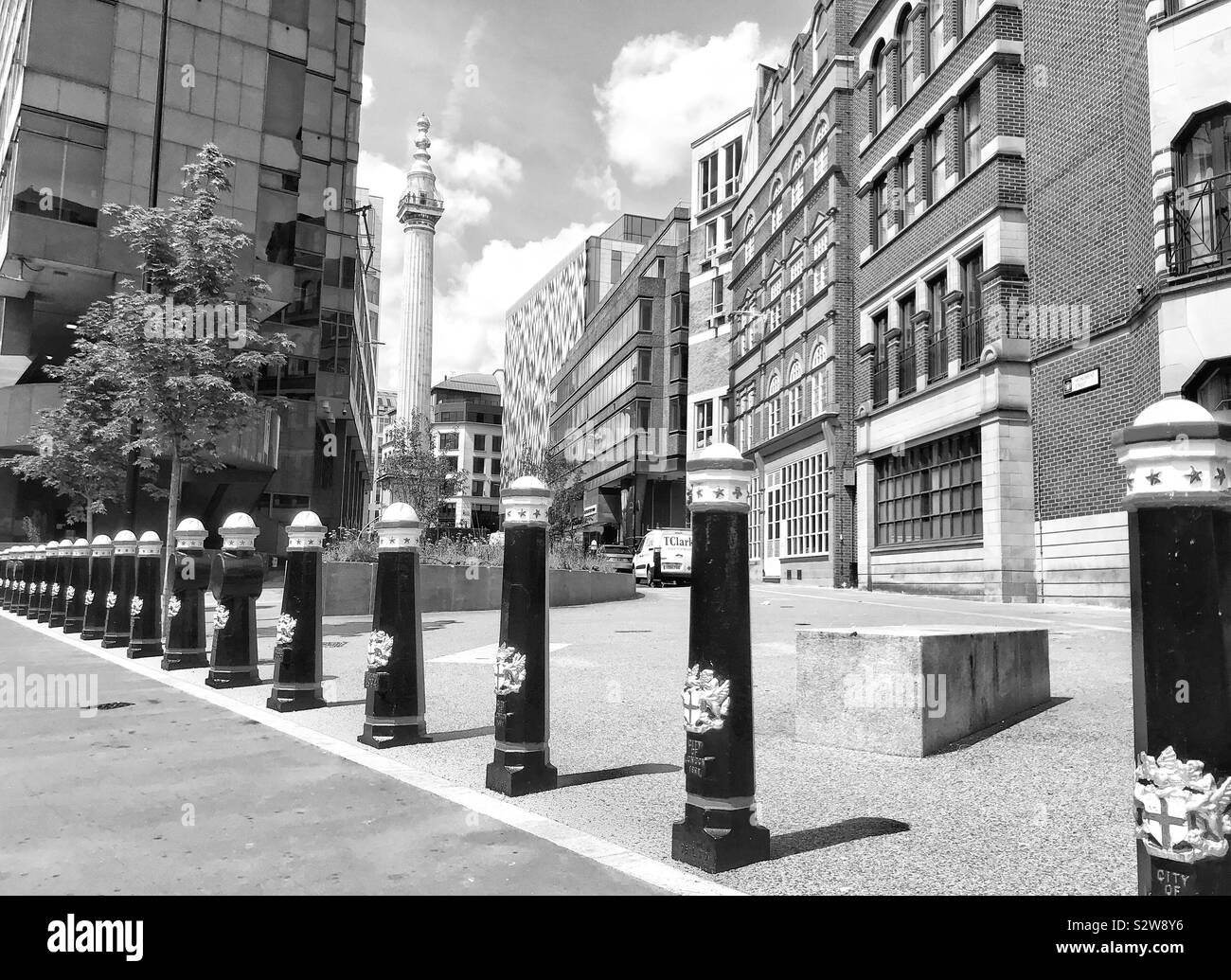 City of London boundary marker bollards on Lower Thames Street, with ...
