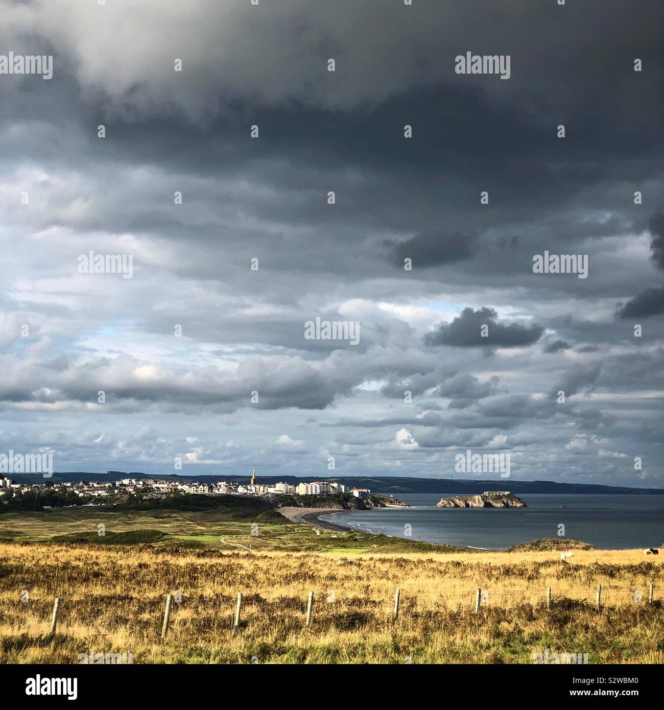 View towards Tenby from Giltar Point Stock Photo - Alamy
