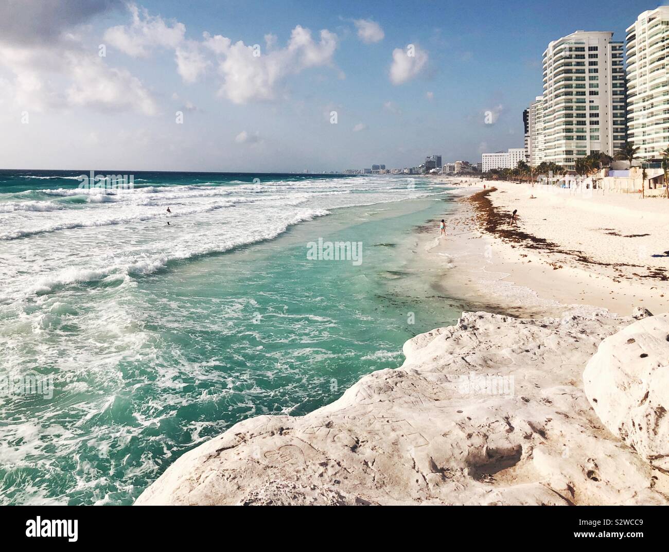 Sunny day on the Cancun beach in Mexico Stock Photo - Alamy