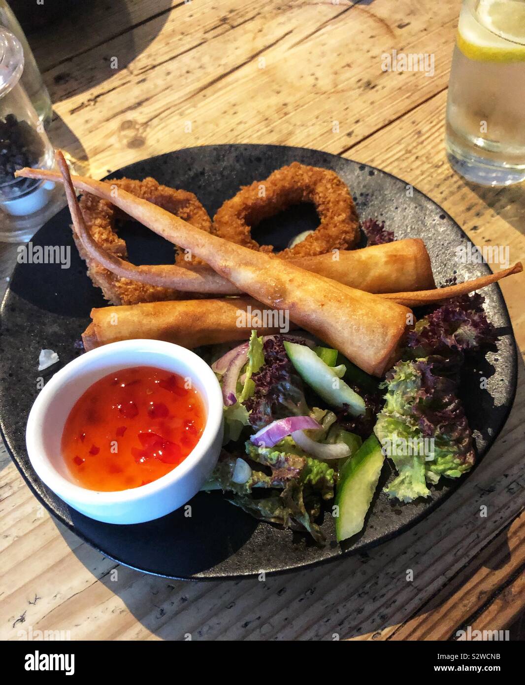 Prawn and calamari starter Stock Photo - Alamy