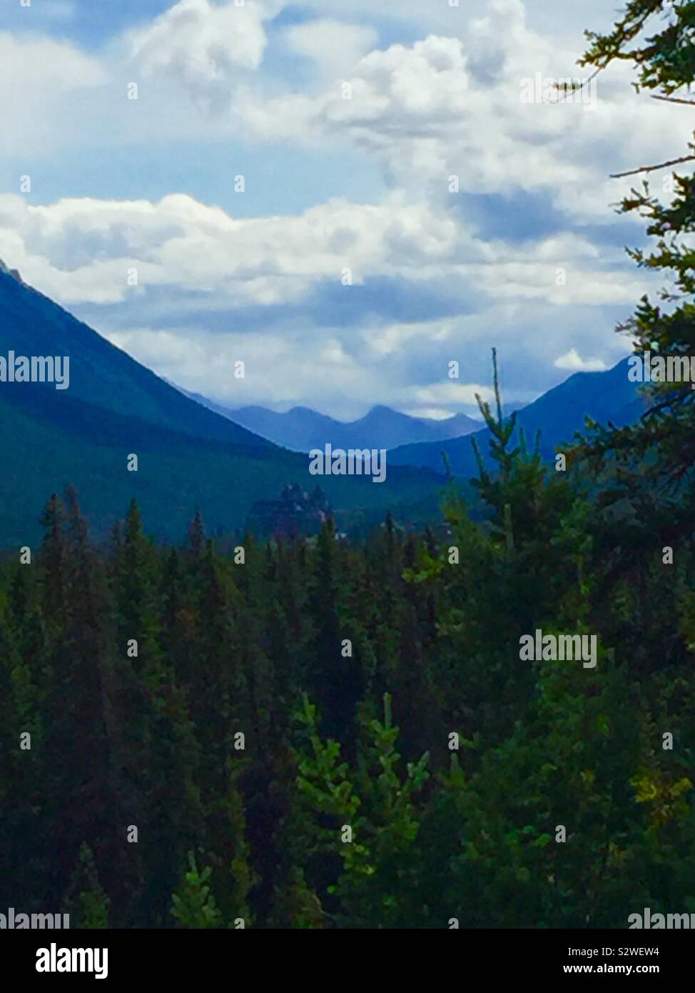 Banff National Park, Canadian Rockies, from the Juniper Hotel patio ...