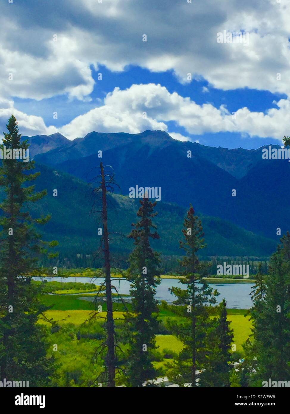 Banff National Park, Canadian Rockies, from the Juniper Hotel patio ...