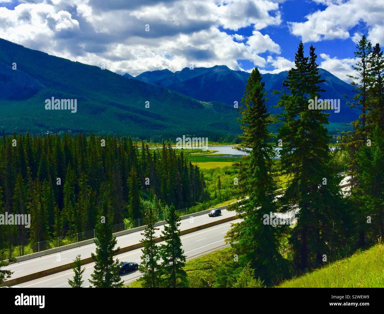 Banff National Park, Canadian Rockies, from the Juniper Hotel patio ...