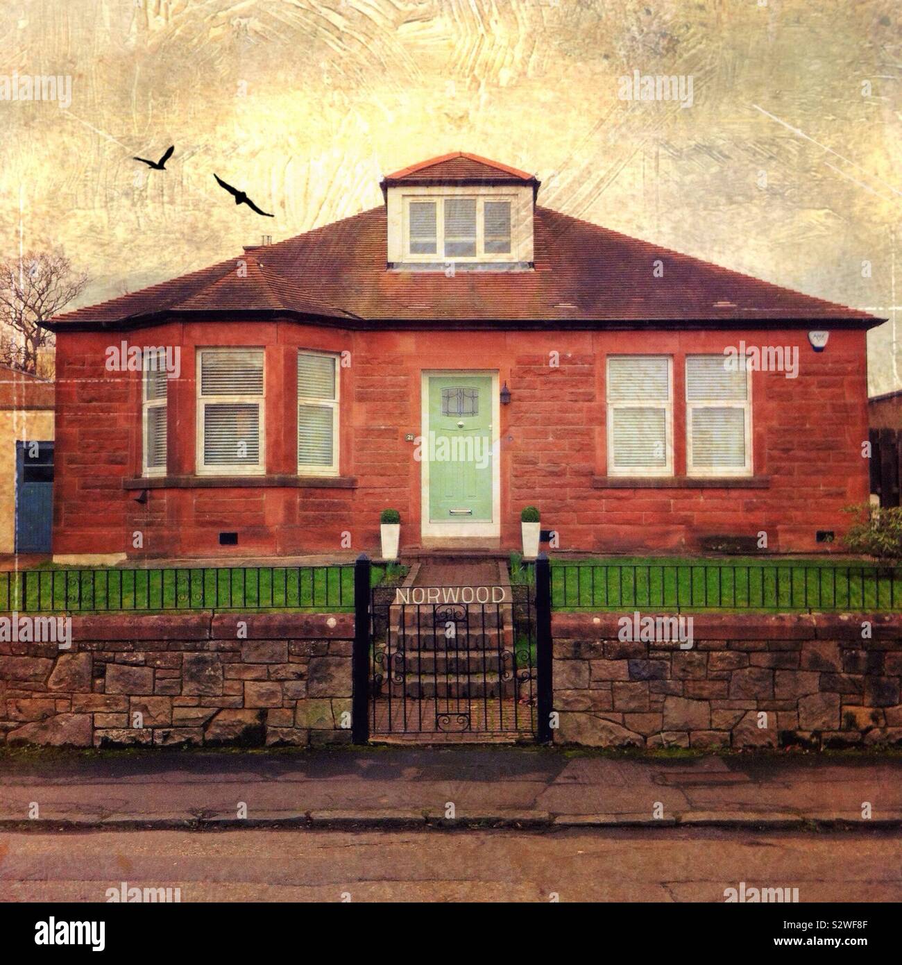 Little red brick house Stock Photo - Alamy