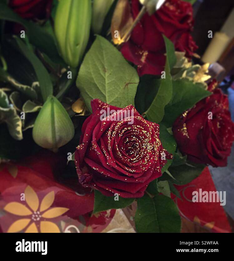 Red and gold flowers hi-res stock photography and images - Alamy