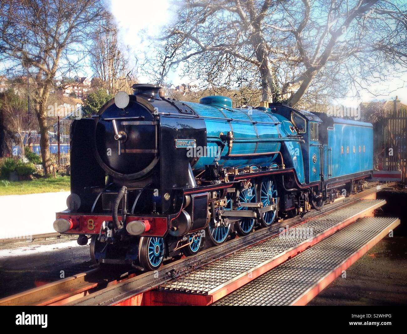 Steam locomotive on Romney Hythe and Dymchurch miniature railway, on ...