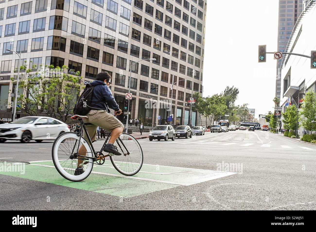 Downtown LA Cycling Stock Photo - Alamy
