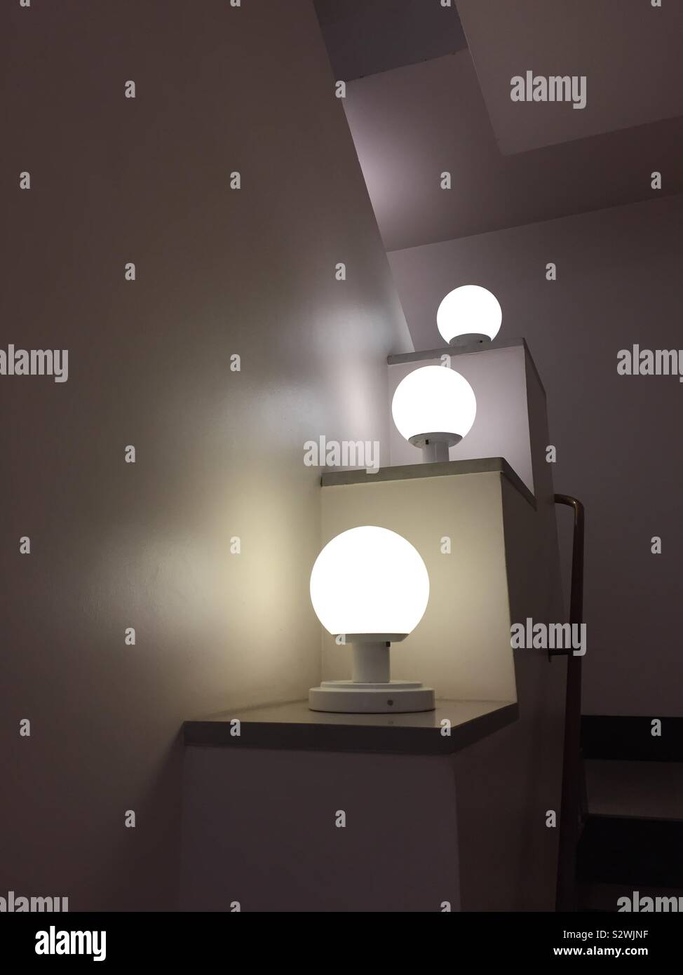 Lights in stairway from the'80s Stock Photo - Alamy