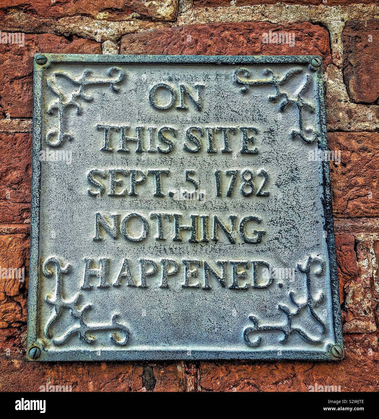 On this site Sept 05, 1782 nothing happened Stock Photo - Alamy