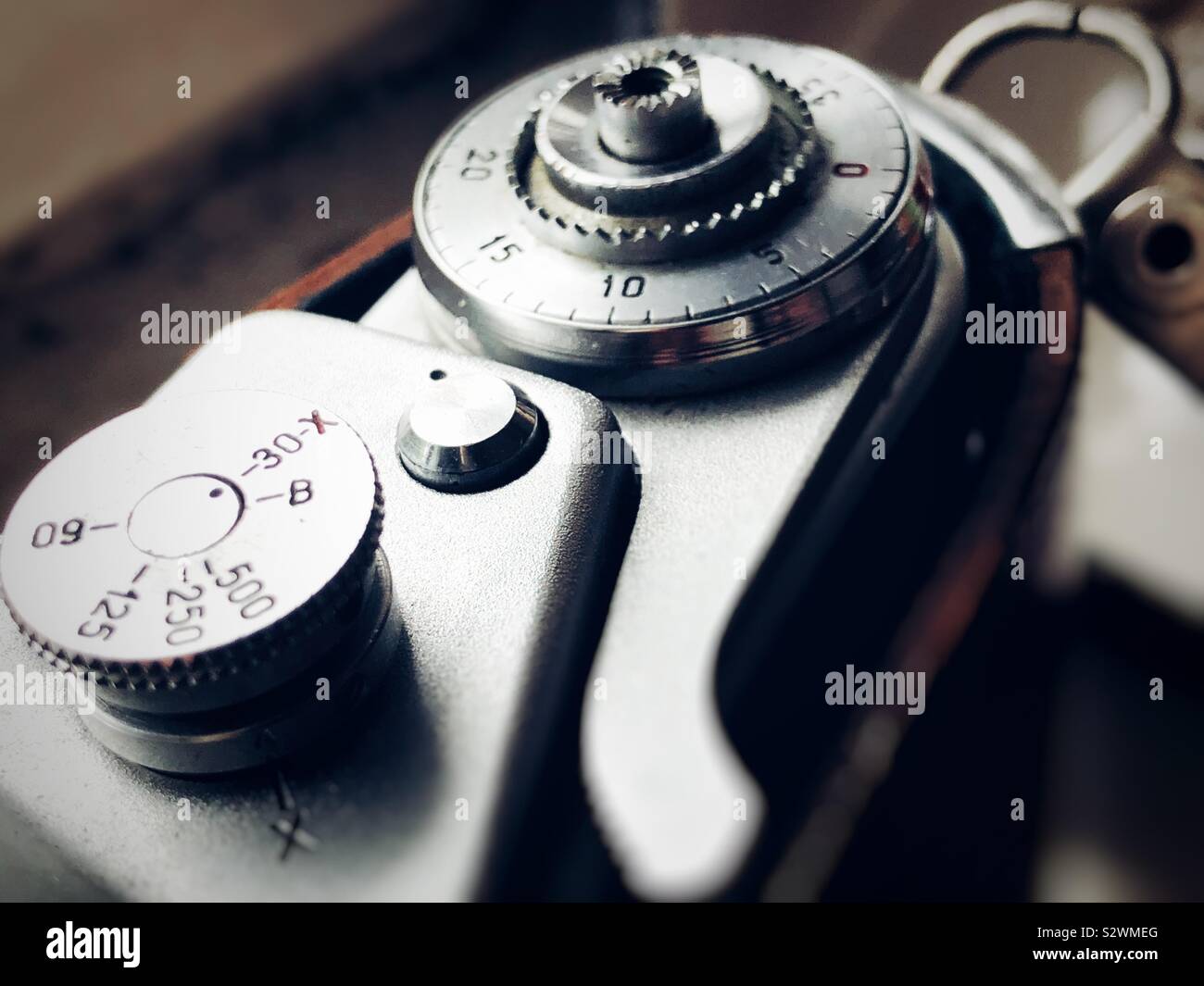 Vintage analog camera metal details Stock Photo - Alamy