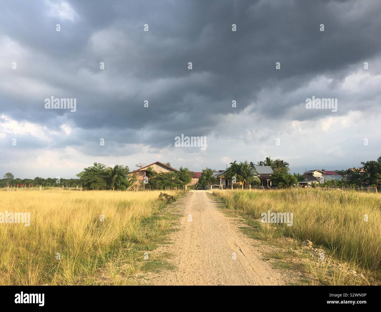 A small village with the thundercloud just before the windstorm hit ...