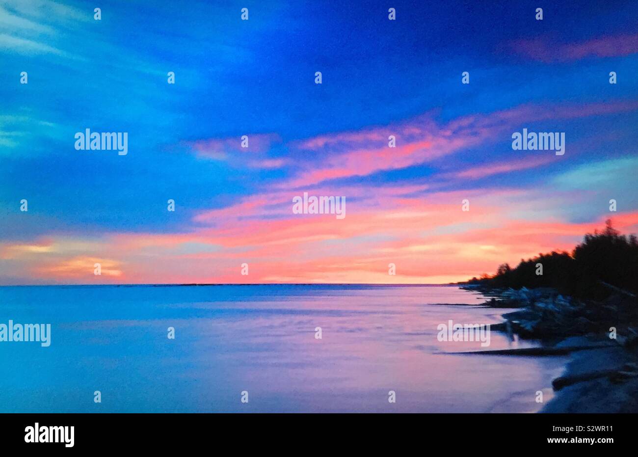 Sunrise, Great Slave Lake, Northwest Territories, Canada Stock Photo ...