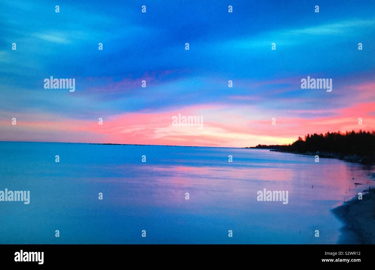 Sunrise, Great Slave Lake, Northwest Territories, Canada Stock Photo ...