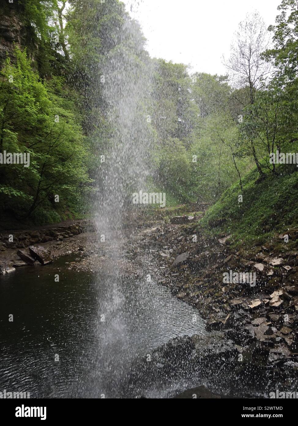 Inside a Lake District waterfall Stock Photo - Alamy