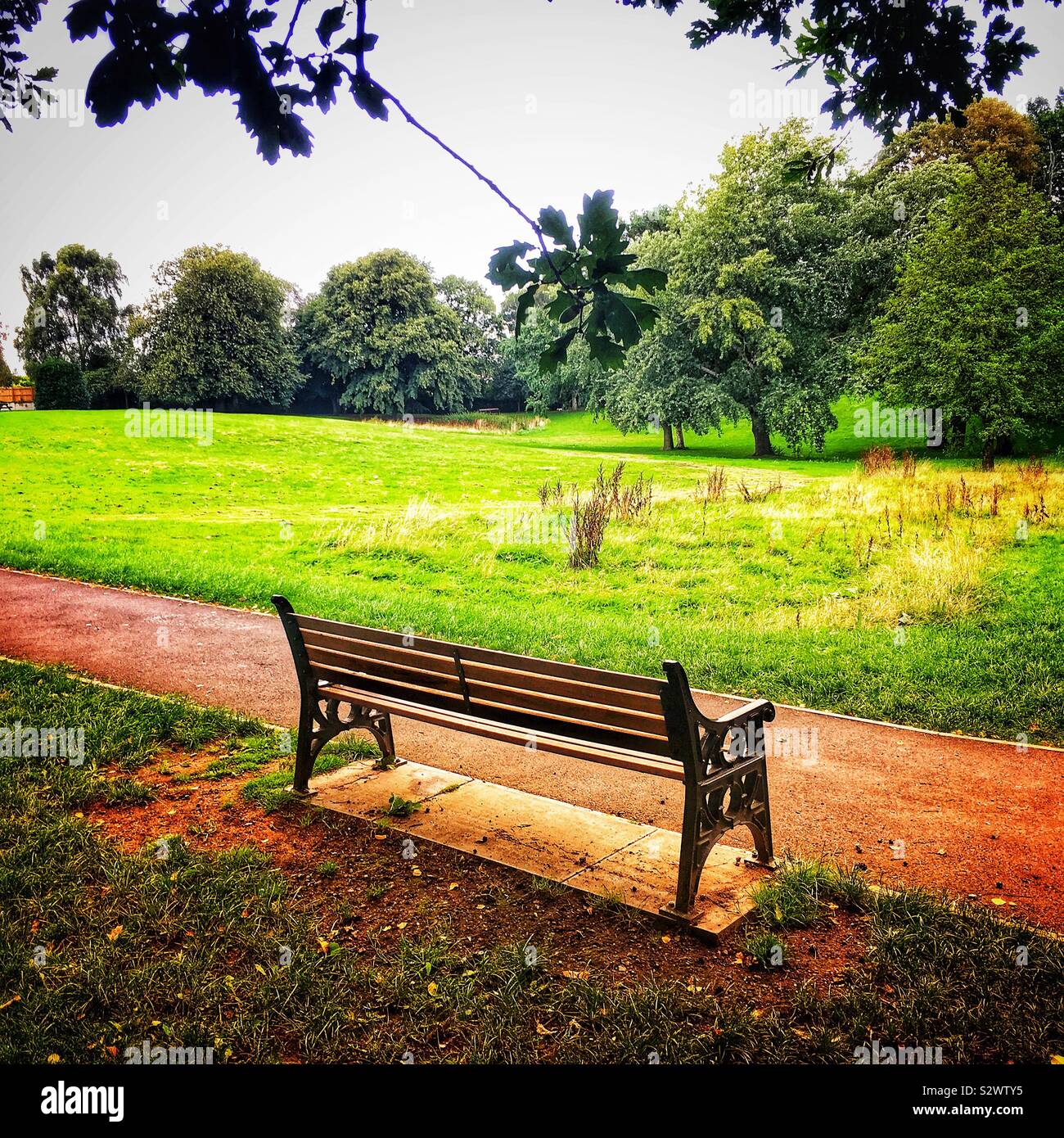 Empty park bench nobody hi-res stock photography and images - Alamy