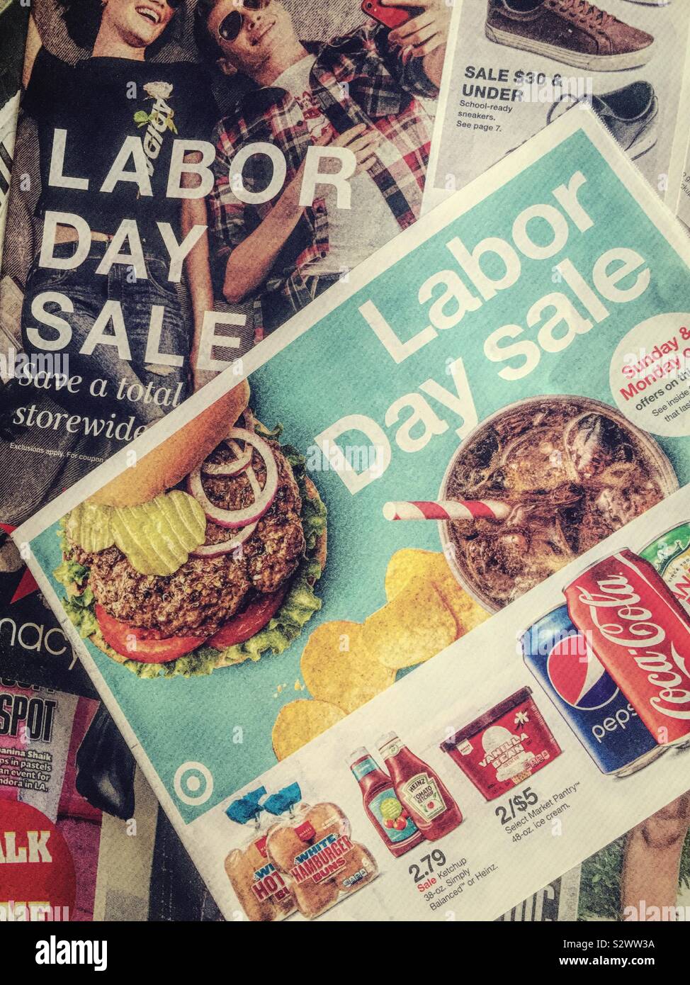 Newspaper advertising for Labor Day sales in a local newspaper, United ...