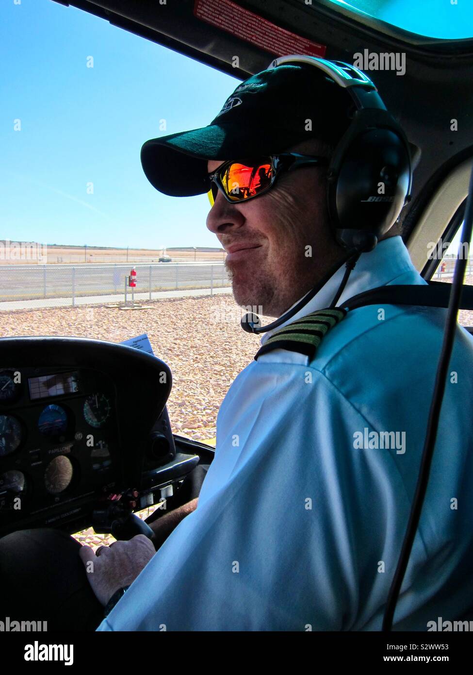 Helicopter pilot ready for takeoff to the Grand Canyon aerial tour ...