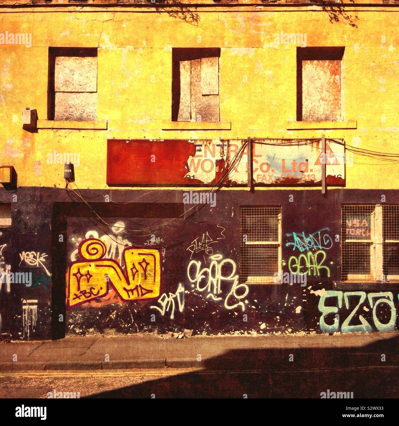 Urban grunge street scene with graffiti Stock Photo - Alamy