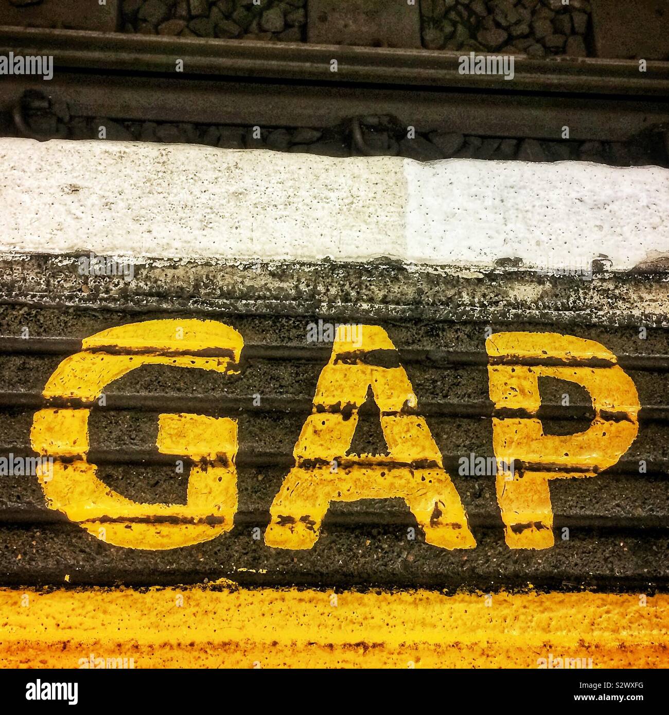 Gap sign between train and plattform in the London underground Stock ...