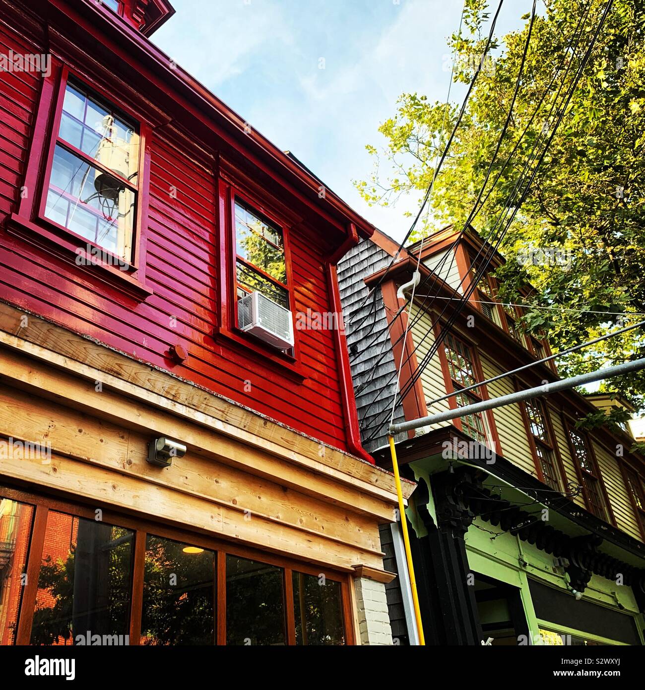 Colorful buildings in downtown Newport, Rhode Island, United States ...