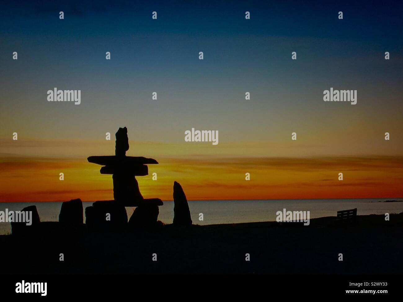 This large inukshuk is on the shores of Hudson Bay in Churchill ...