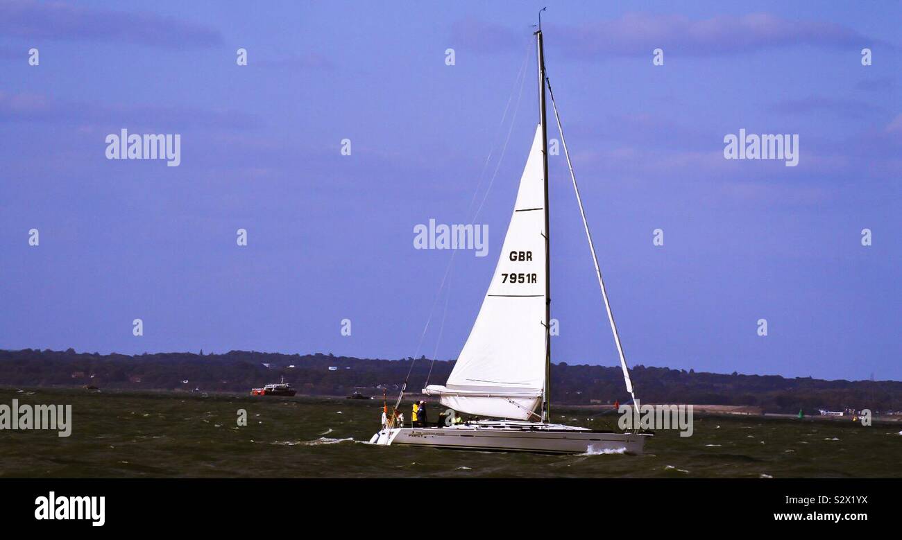 Sailboat in the Solent Stock Photo - Alamy