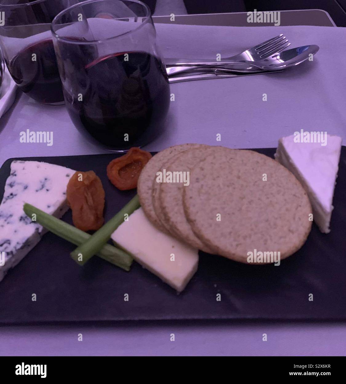 Airplane cheese board business class Stock Photo - Alamy