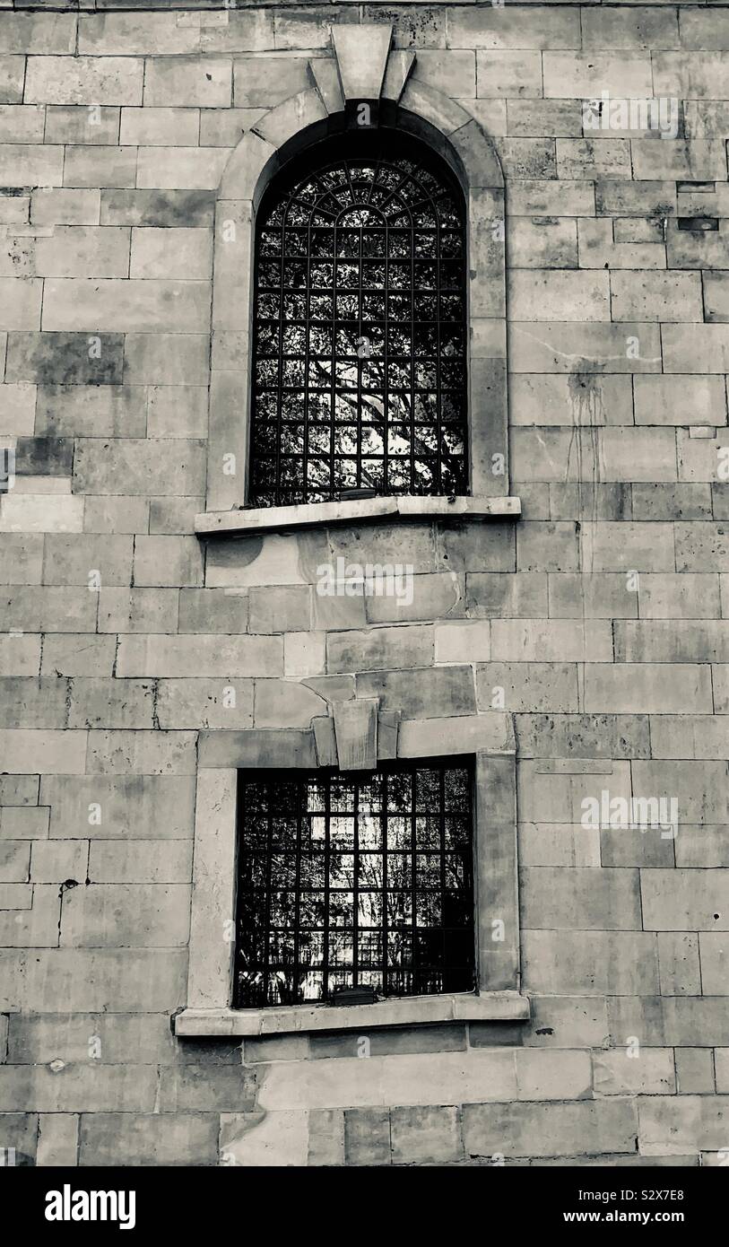 Asymmetrical windows in black and white Stock Photo - Alamy