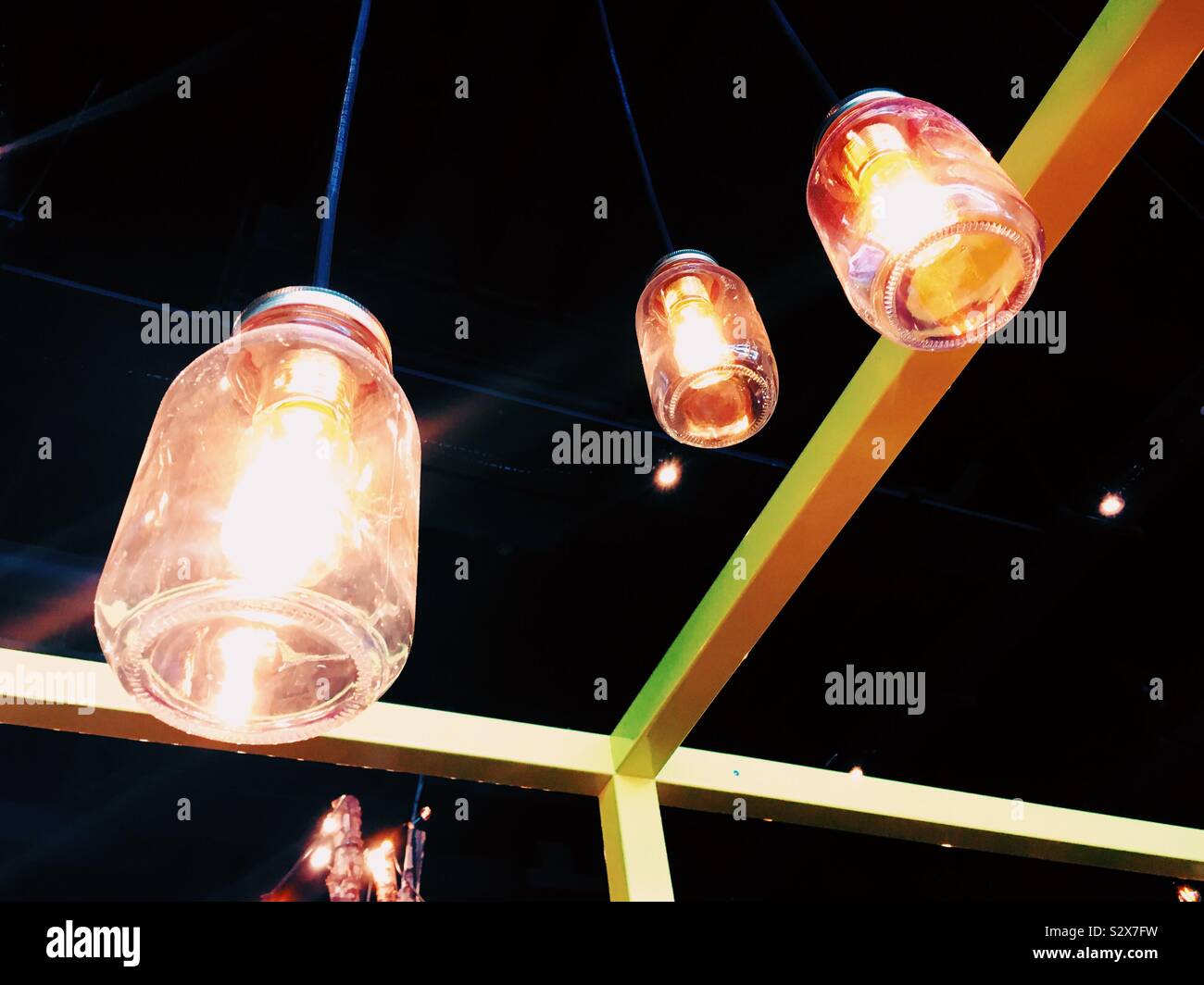 Hanging jam jar lights Stock Photo - Alamy