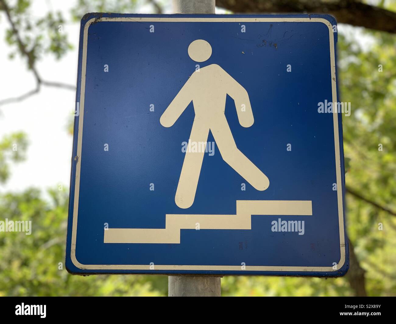 Road sign, stairs for pedestrians Stock Photo - Alamy