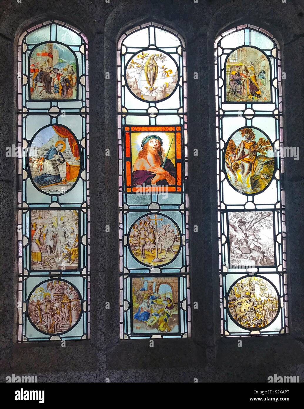 Stained Glass Window Inside Castle At St.Michael’s Mount - Cornwall UK ...