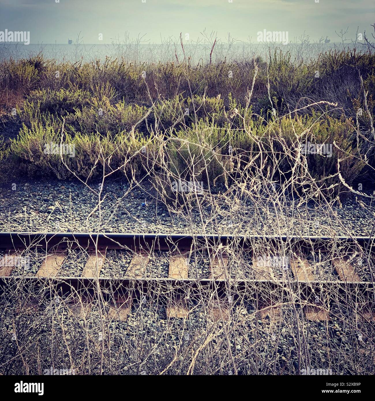 Train tracks near Highway 101, Goleta, California, United States Stock ...