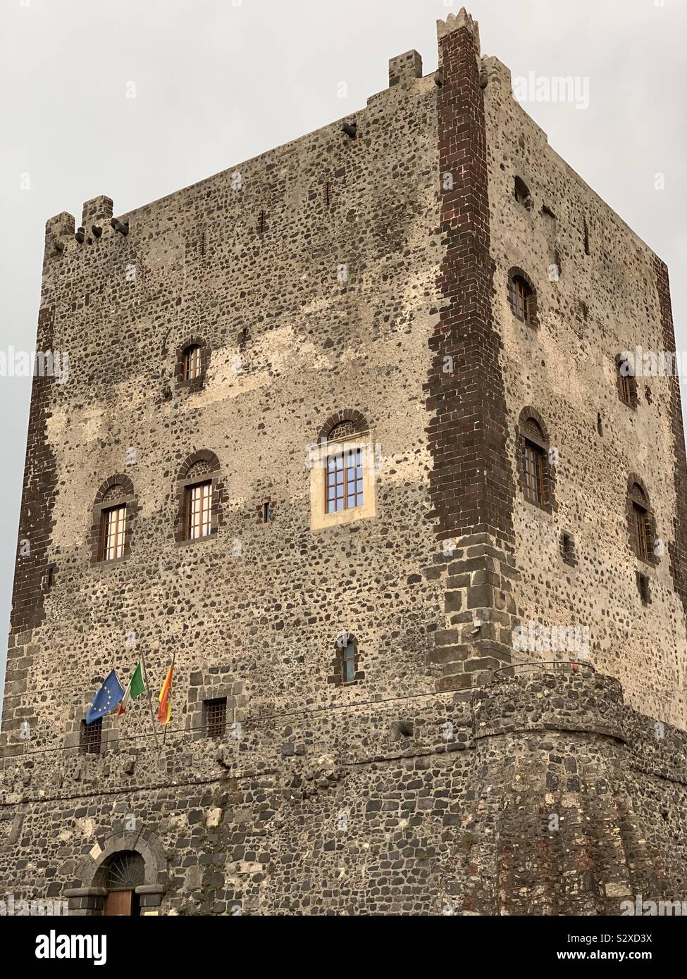 The rectangular keep of Adrano Castle built in the last part of the ...