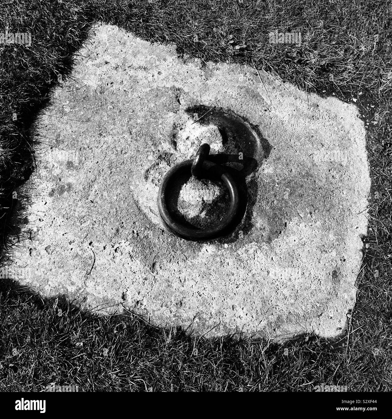 A large metal cleat ring marine anchoring and docking point set and ...