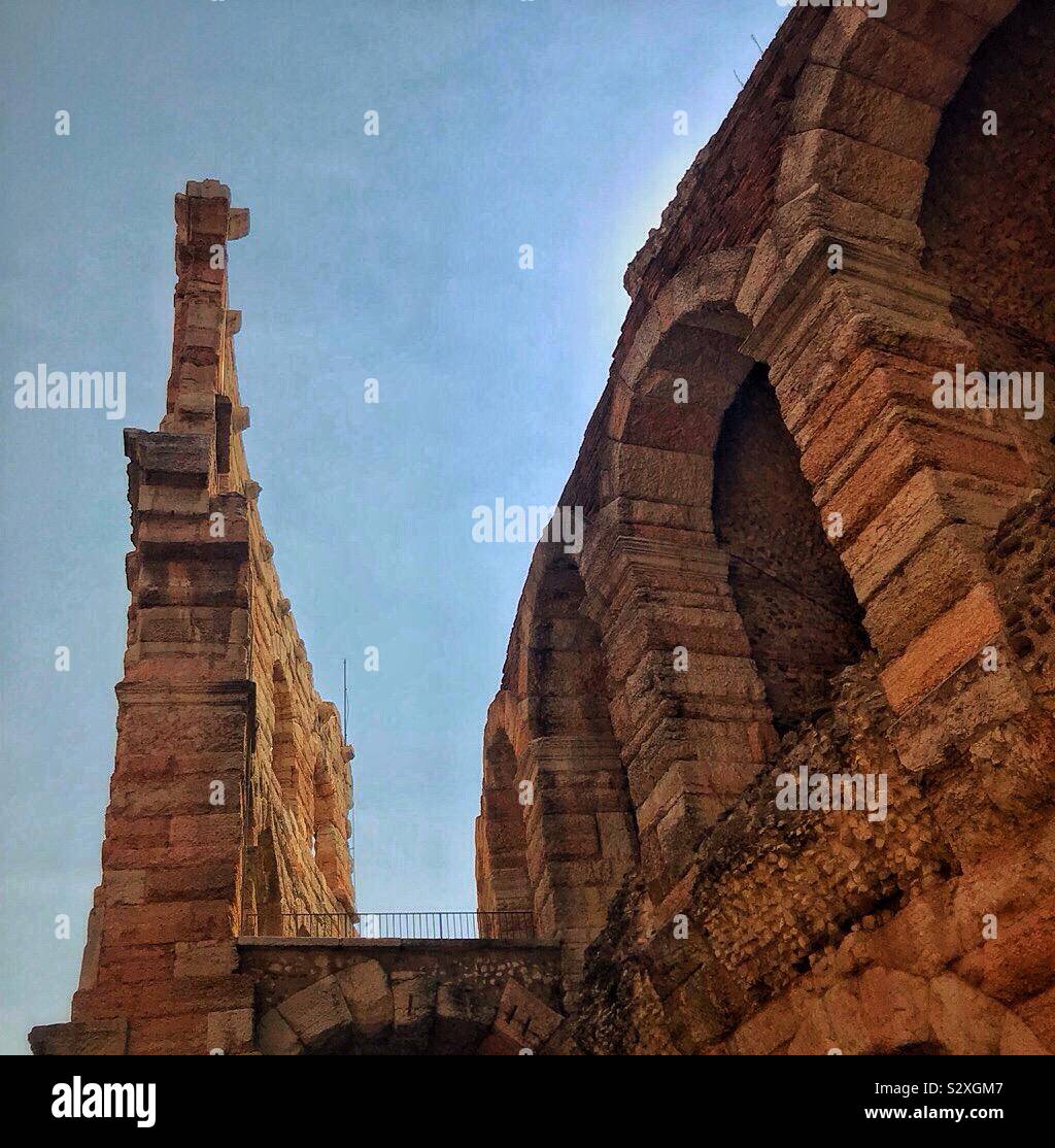 Arena di Verona detail. Venue for the famous outdoor opera Verona Italy ...