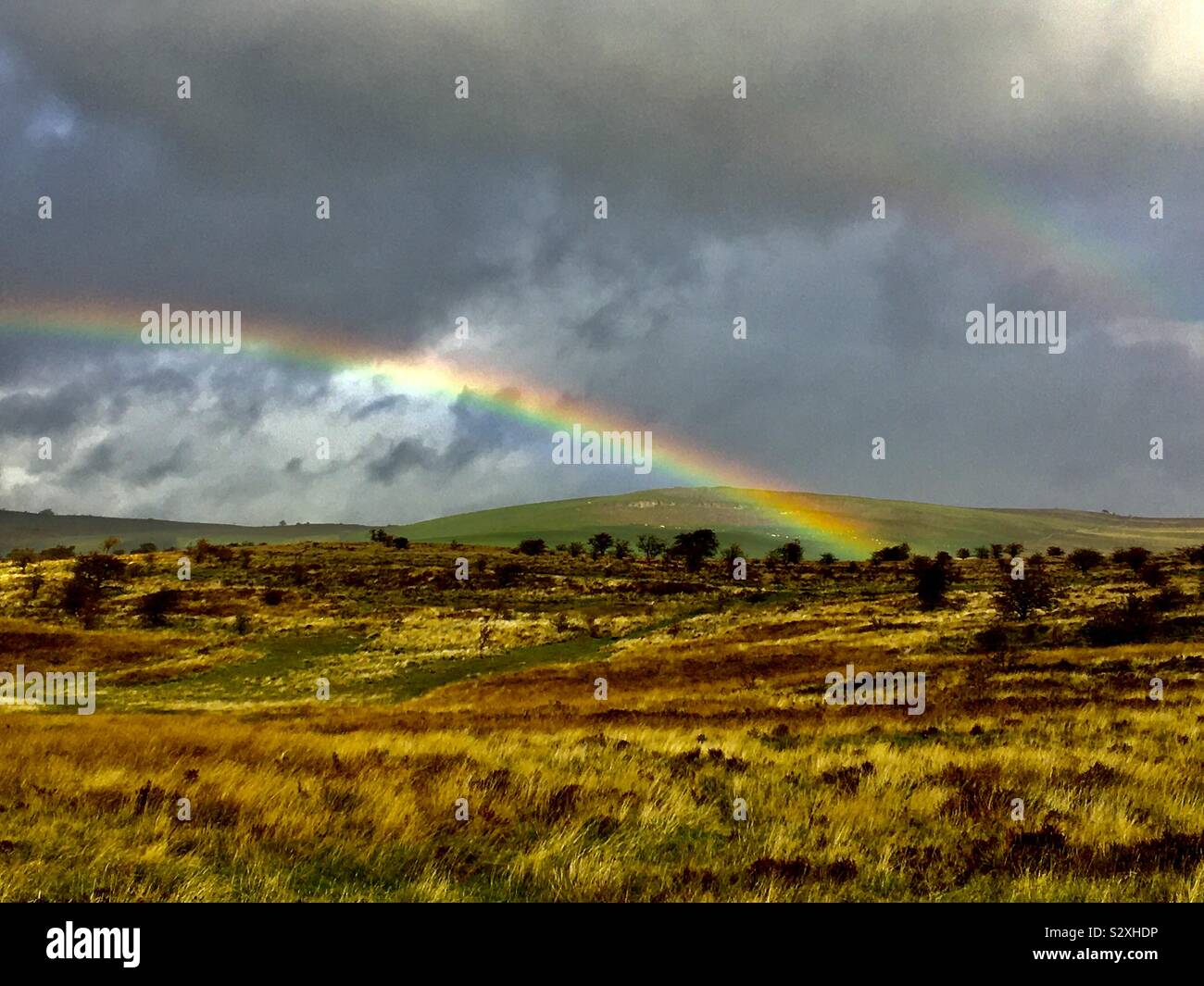 Amazing double rainbow full of colours in Cumbria Stock Photo - Alamy