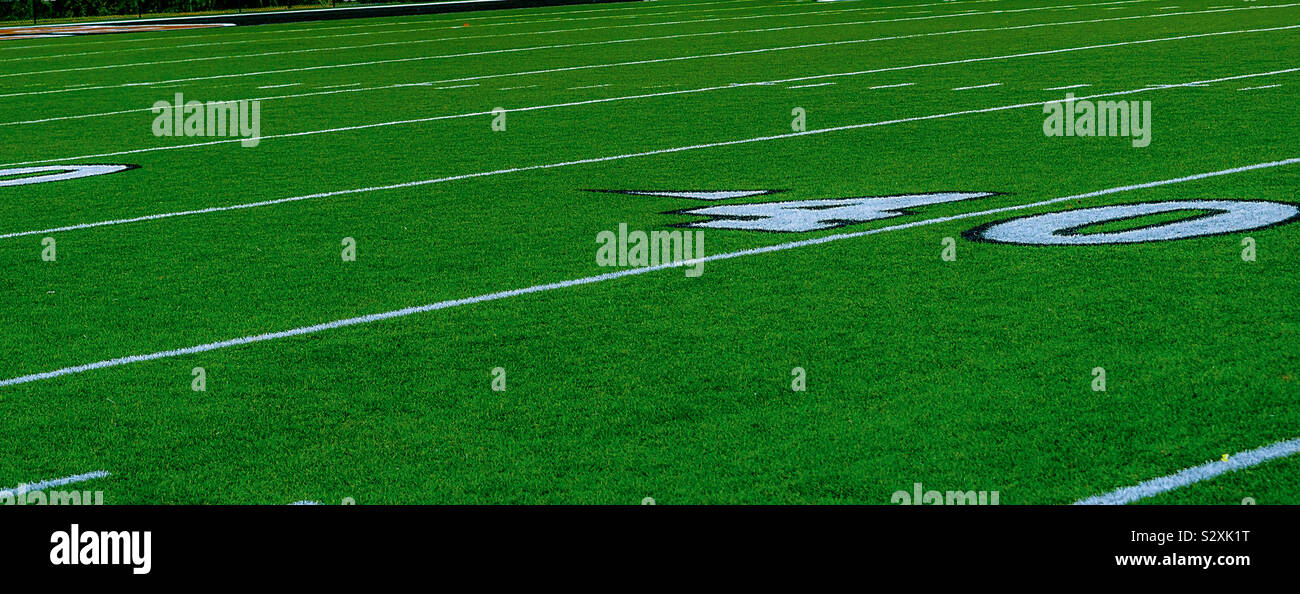 Football field at 40 yard line Stock Photo - Alamy