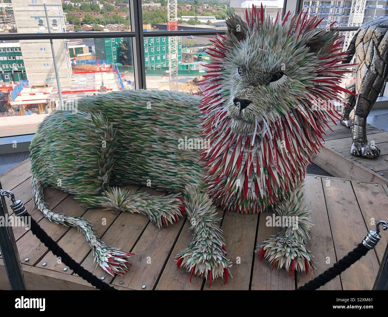 Three Lions made of recycled materials on display at Wembley Stadium ...