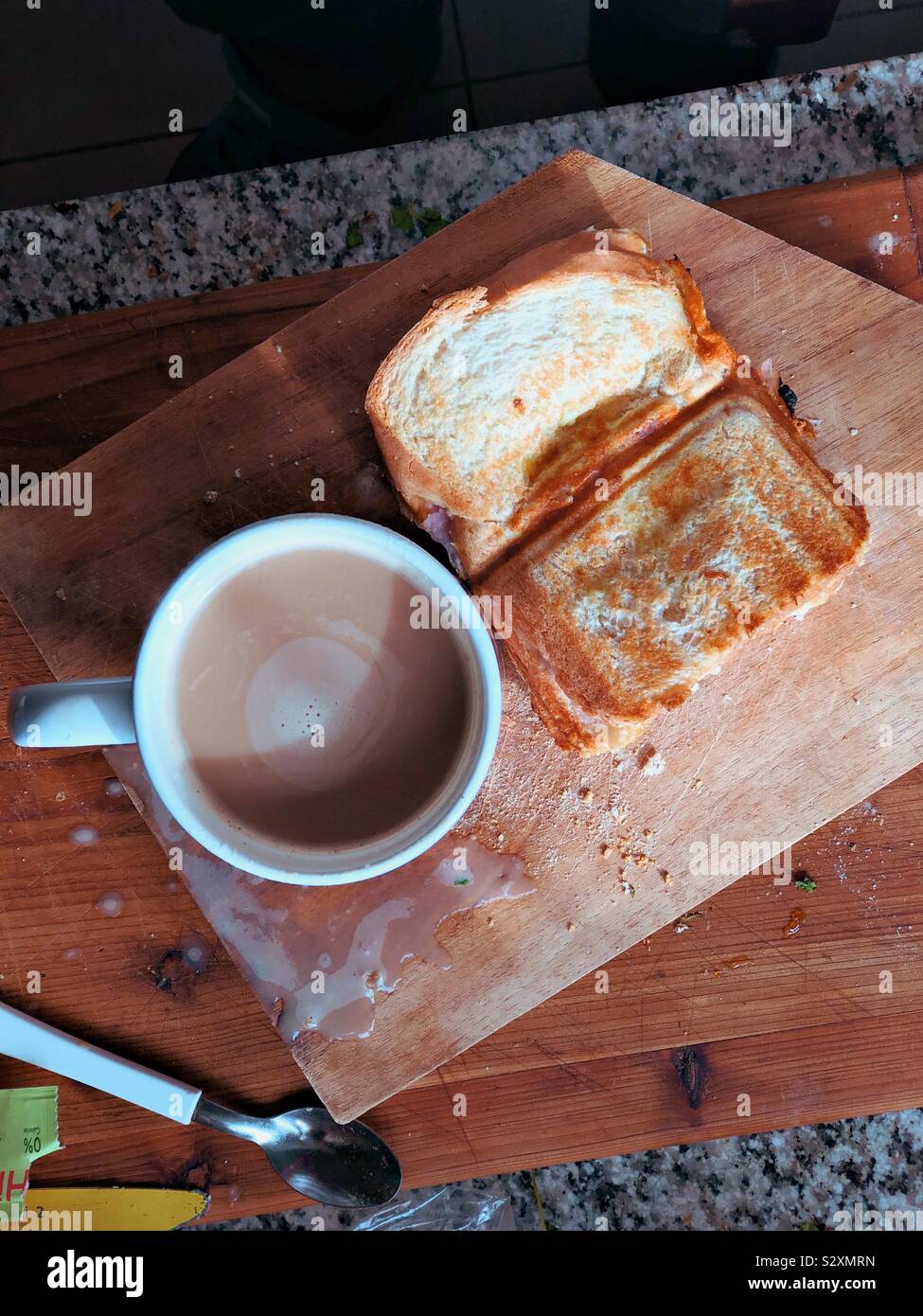 Coffee & toast sandwich for breakfast Stock Photo - Alamy