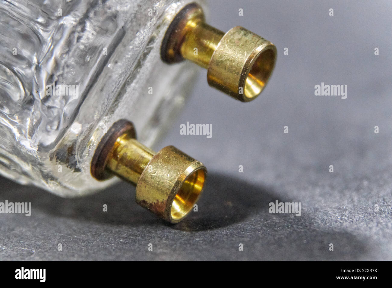 gold-plated contacts close-up of halogen spots lamp or radiator Stock ...