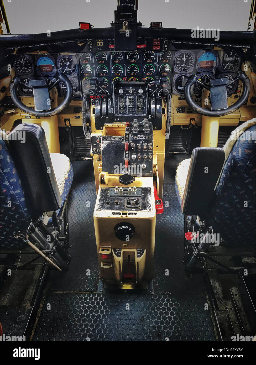Cockpit of Old Convair aeroplane at the Wijnland Auto Museum ...