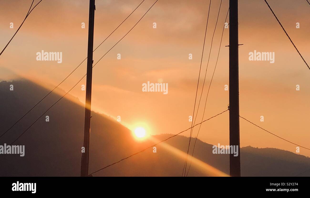 Sunset between the lines Stock Photo - Alamy